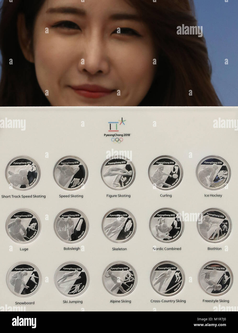 01st Feb, 2018. PyeongChang Olympics commemorative coins A model ...