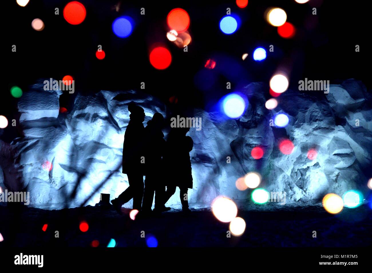Mohe, China's Heilongjiang Province. 31st Jan, 2018. Tourists visit the ...