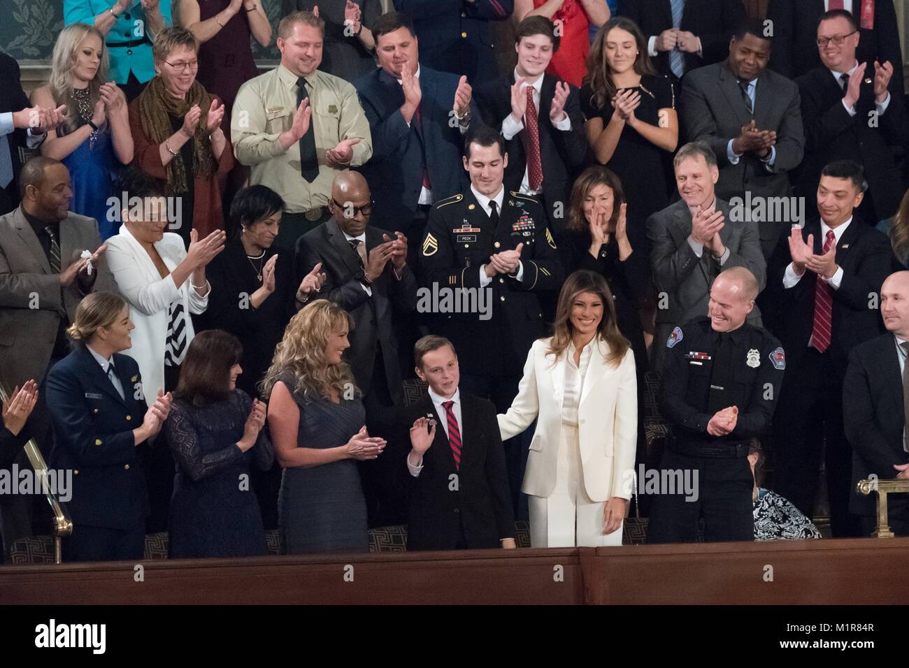 U.S First Lady Melania Trump and gallery applaud Preston Sharp during ...