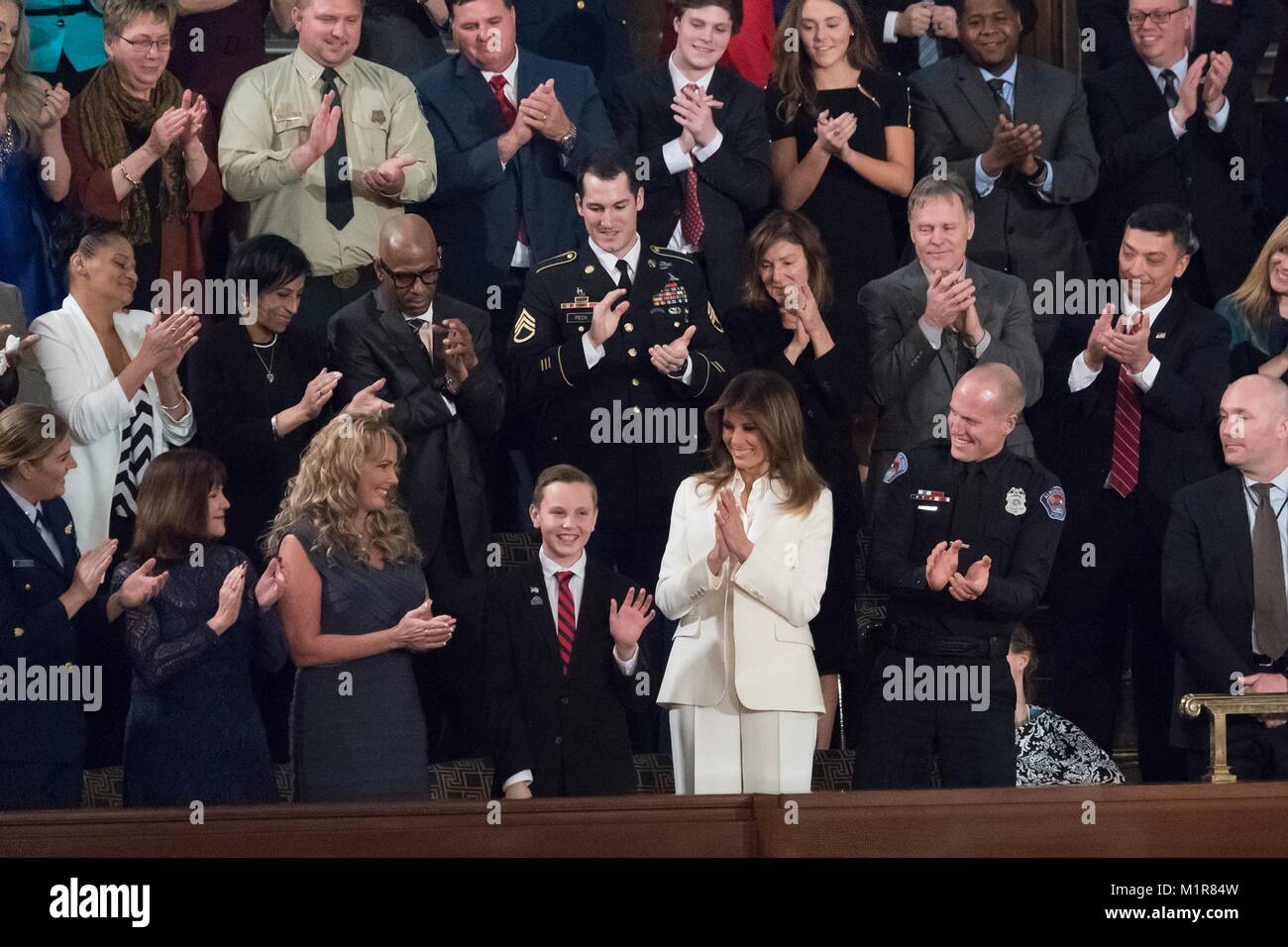 U.S First Lady Melania Trump and gallery applaud Preston Sharp during ...