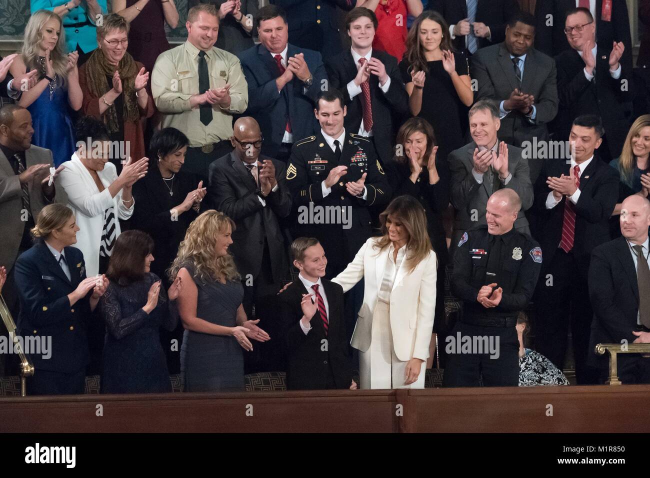 U.S First Lady Melania Trump and gallery applaud Preston Sharp during ...