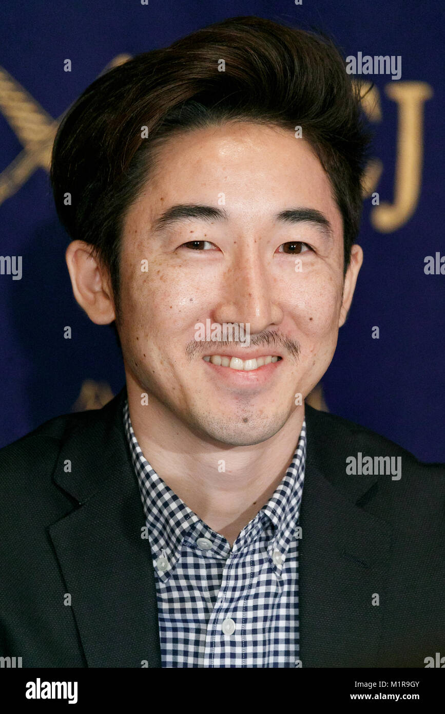 Hikaru Kusaka Co-founder of BLOCKHIVE attends a news conference at the ...