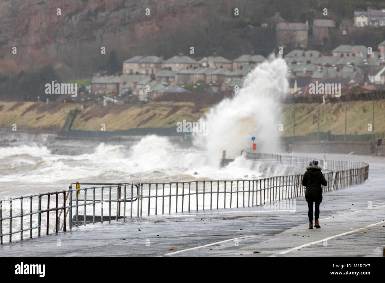 Colwyn Bay, Conwy County, Wales, UK 1st February 2018, UK Weather: Cold ...