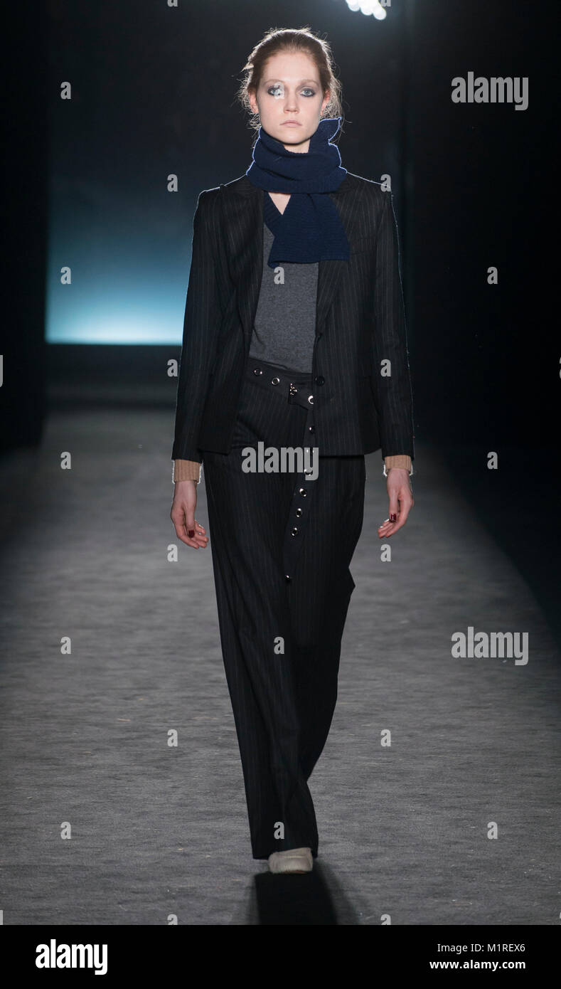 Barcelona, Spain. 1st February, 2018. A model showcases designs by ...