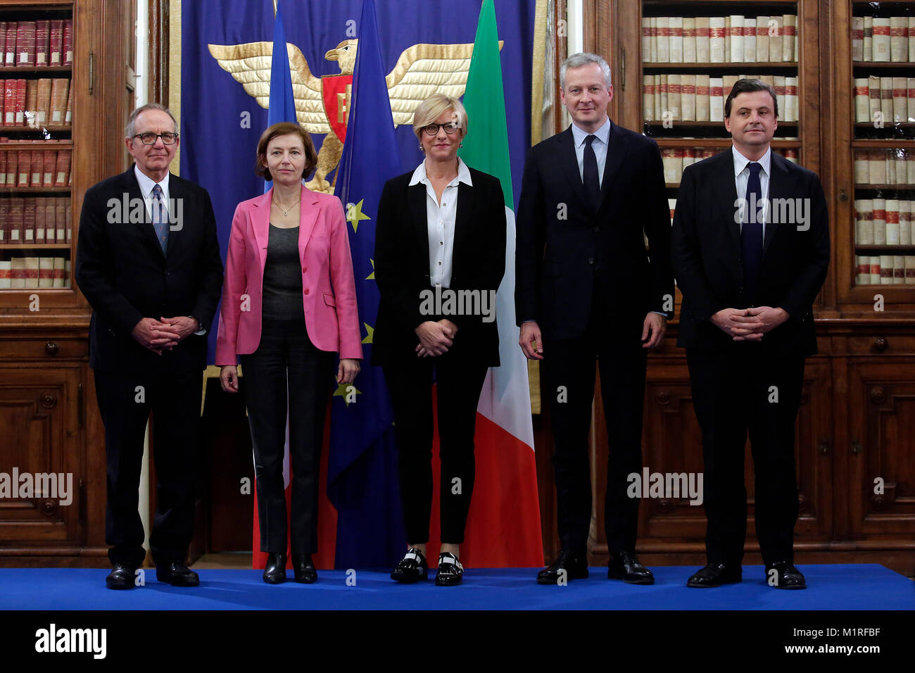Pier Carlo Padoan, Florence Parly, Roberta Pinotti, Bruno La Maire e ...