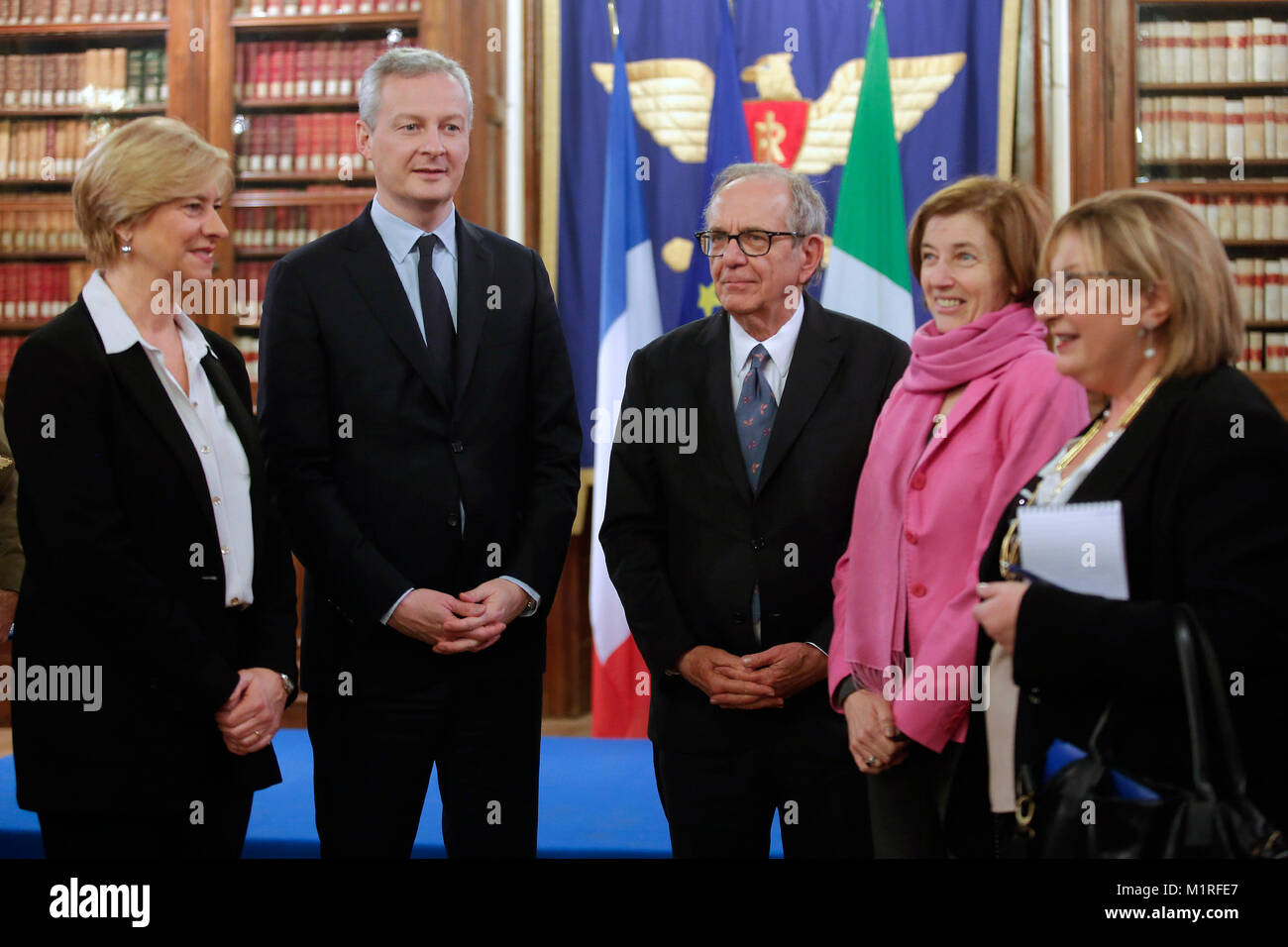 Roberta Pinotti, Bruno La Maire, Pier Carlo Padoan e Florence Parly ...