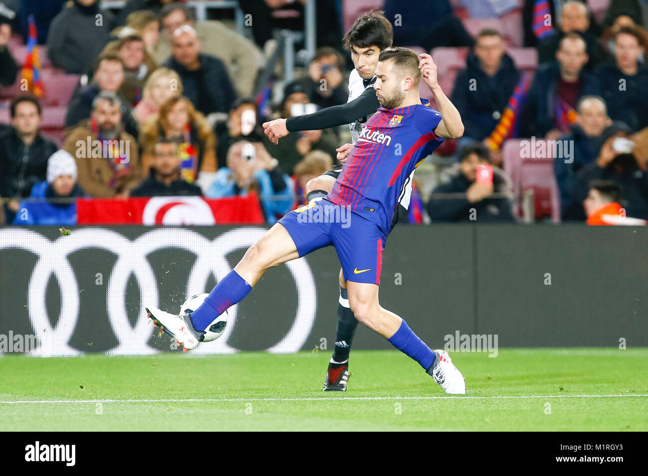 Barcelona defender Jordi Alba (18) during the match between FC ...