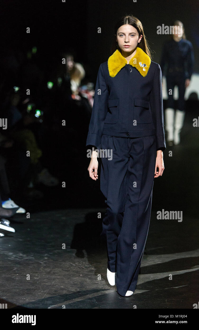 Copenhagen, Denmark. 1st Feb, 2018. A model walks the runway at the ...