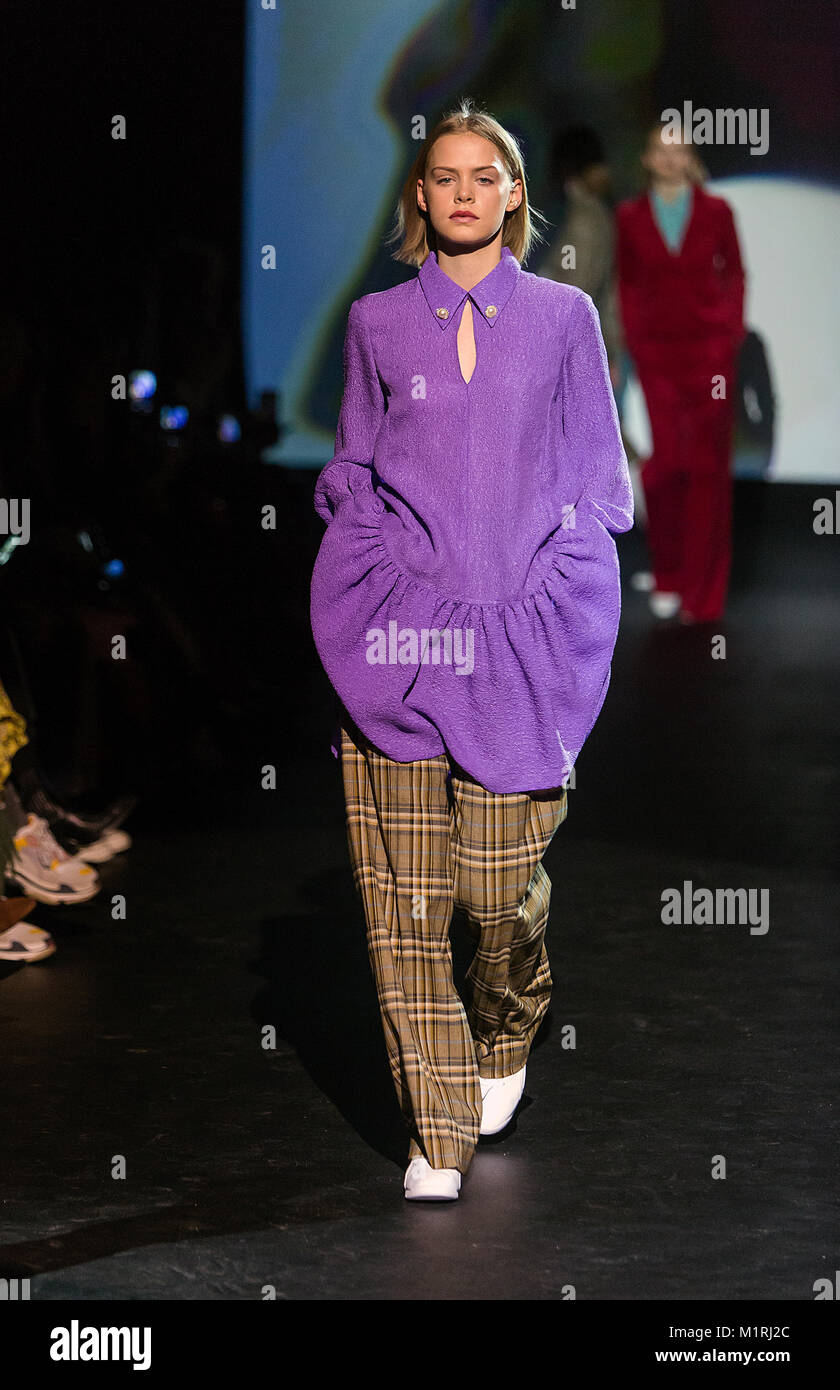 Copenhagen, Denmark. 1st Feb, 2018. A model walks the runway at the ...