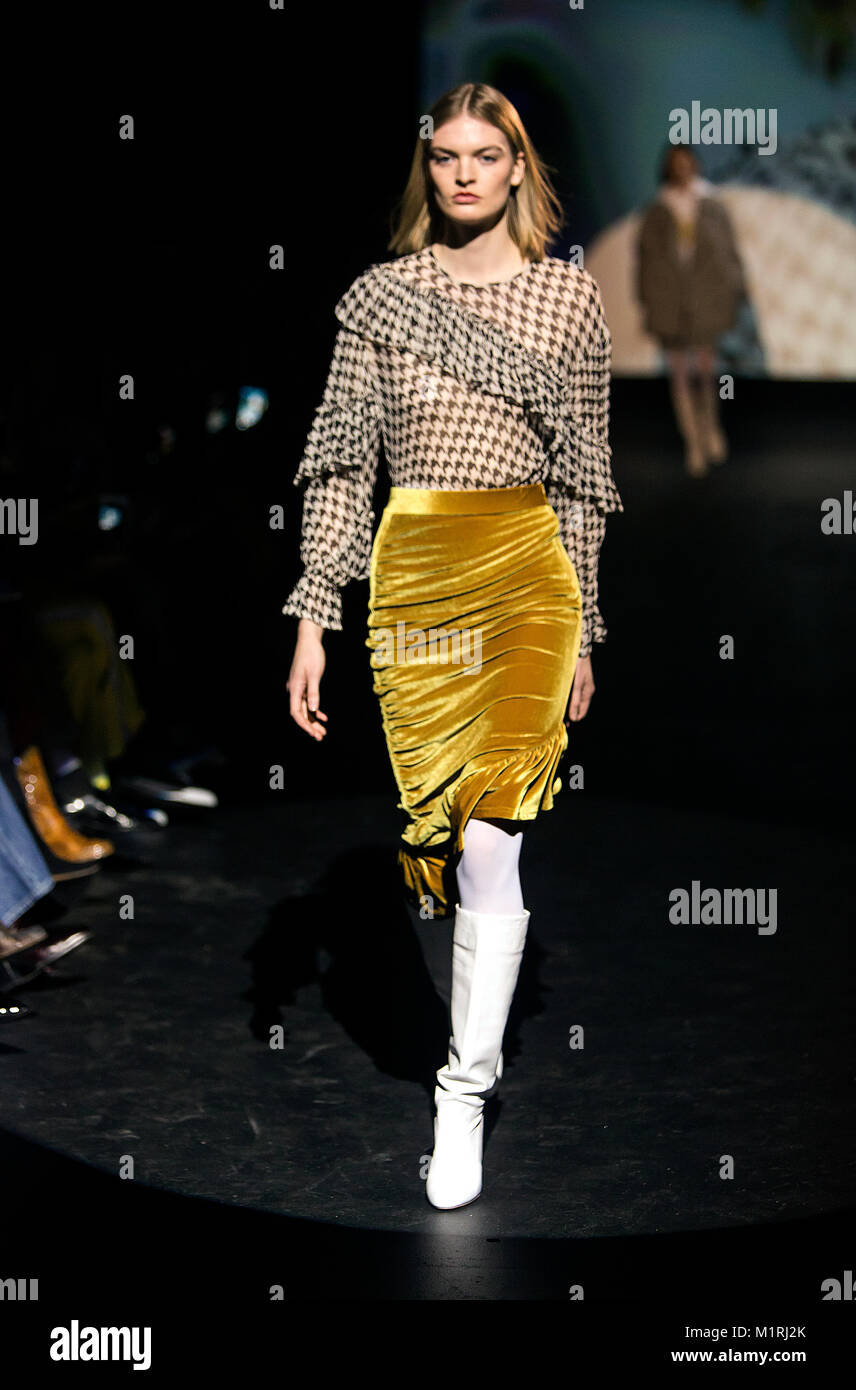 Copenhagen, Denmark. 1st Feb, 2018. A model walks the runway at the ...