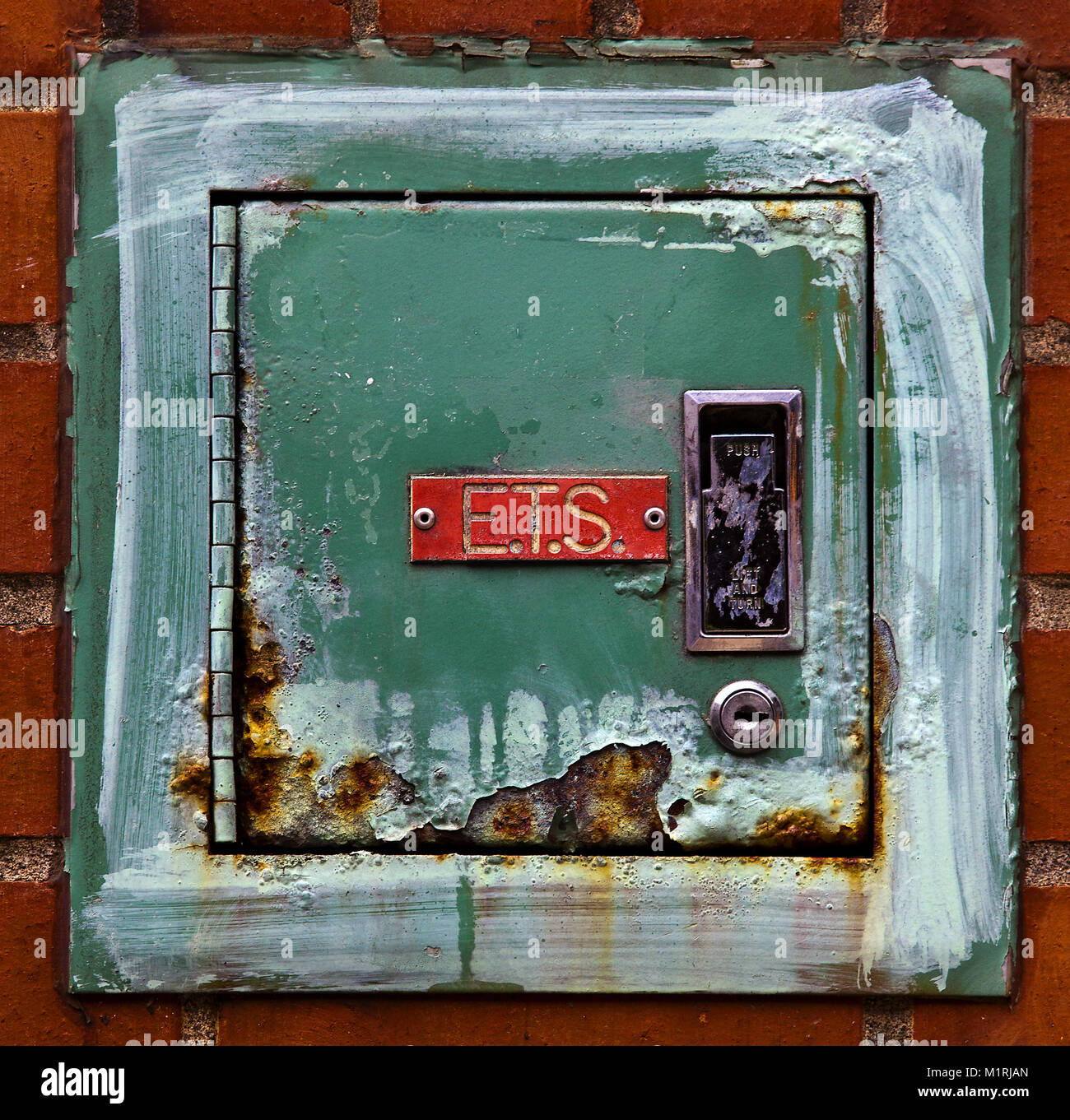 Portland, Oregon, USA. 17th May, 2014. An older electrical box shows it ...
