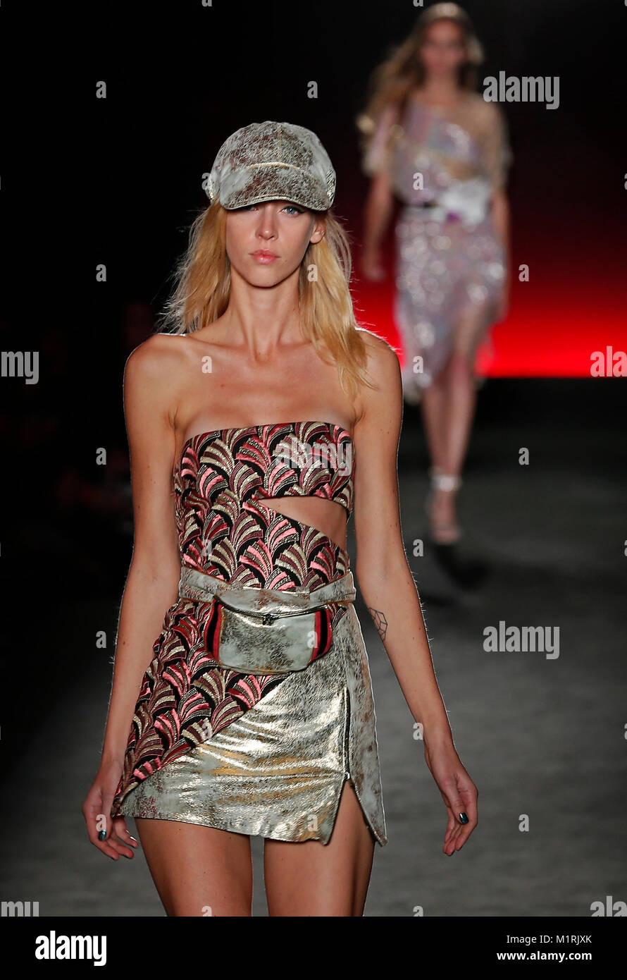 Barcelona, Spain. 01st Feb, 2018. Model wears at collection runway a ...