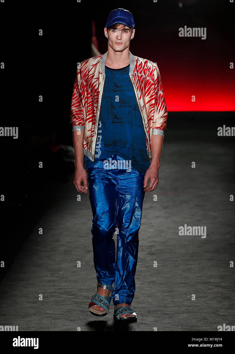 Barcelona, Spain. 01st Feb, 2018. Model wears at collection runway a ...