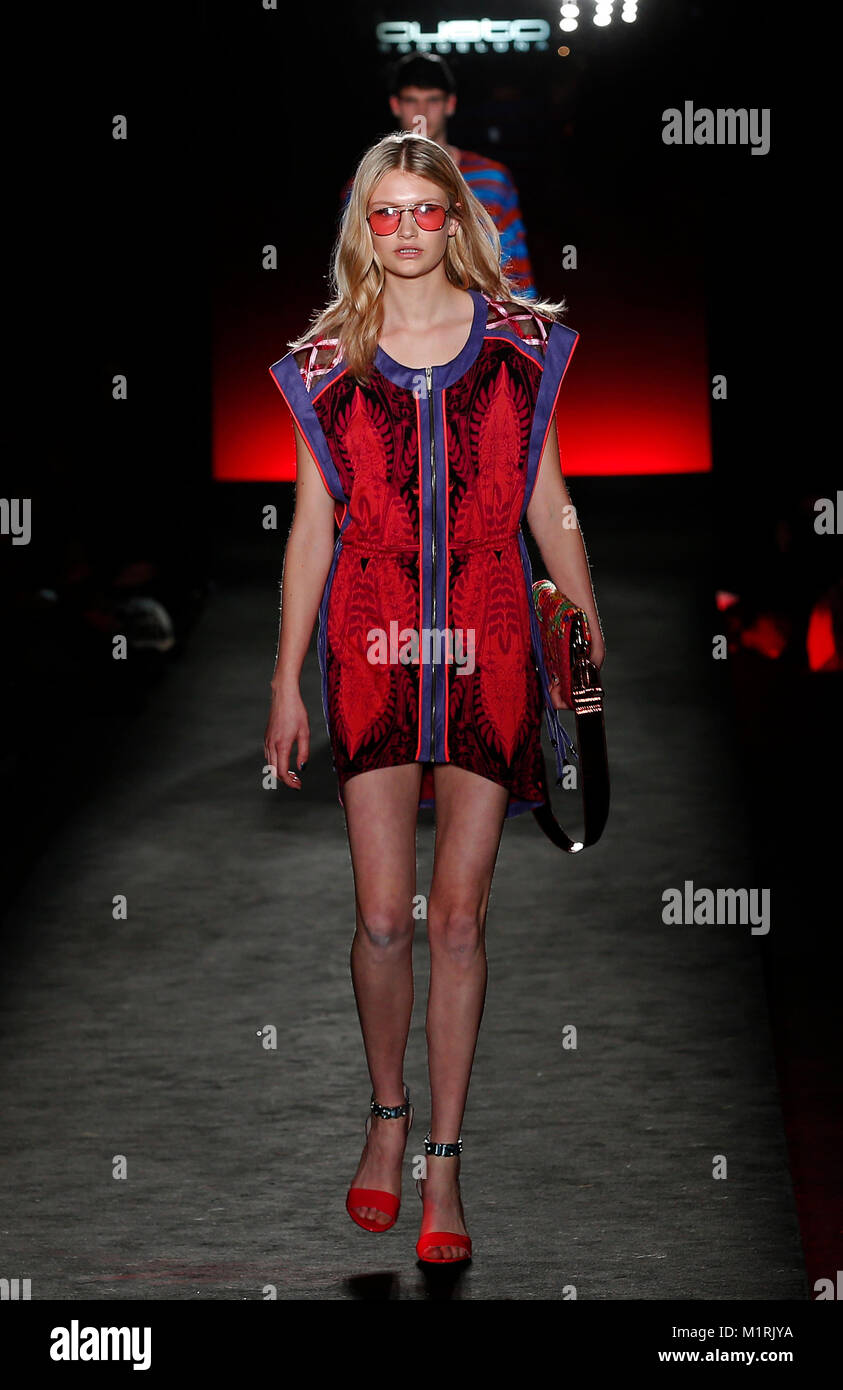 Barcelona, Spain. 01st Feb, 2018. Model wears at collection runway a ...