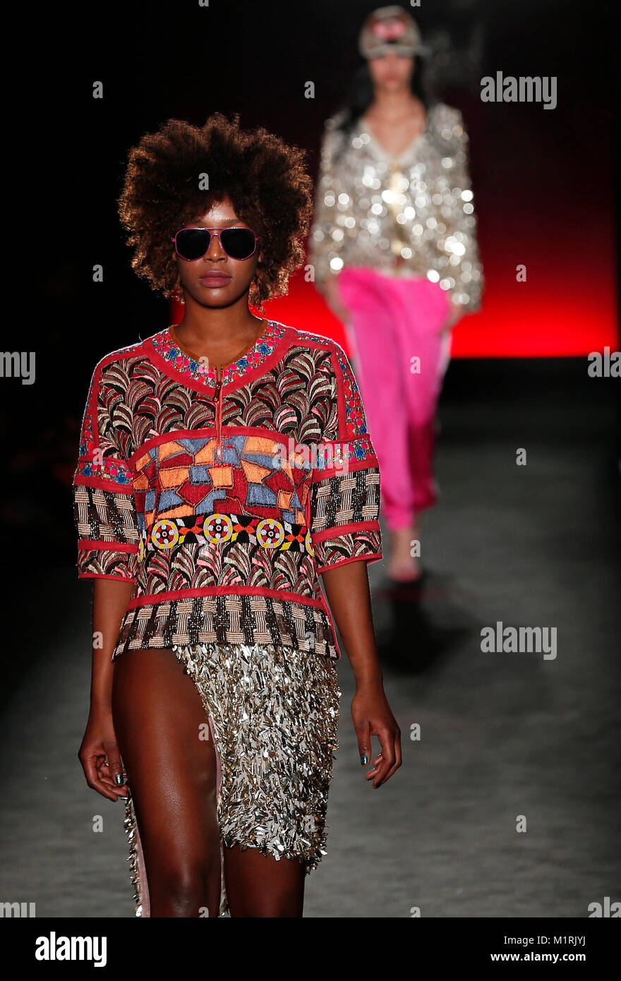 Barcelona, Spain. 01st Feb, 2018. Model wears at collection runway a ...