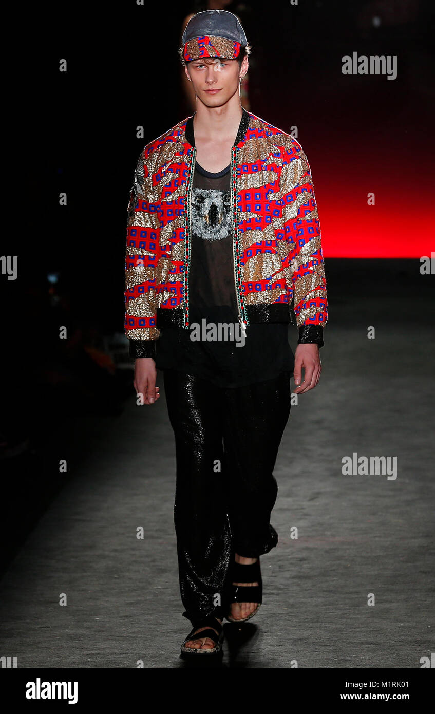 Barcelona, Spain. 01st Feb, 2018. Model wears at collection runway a ...