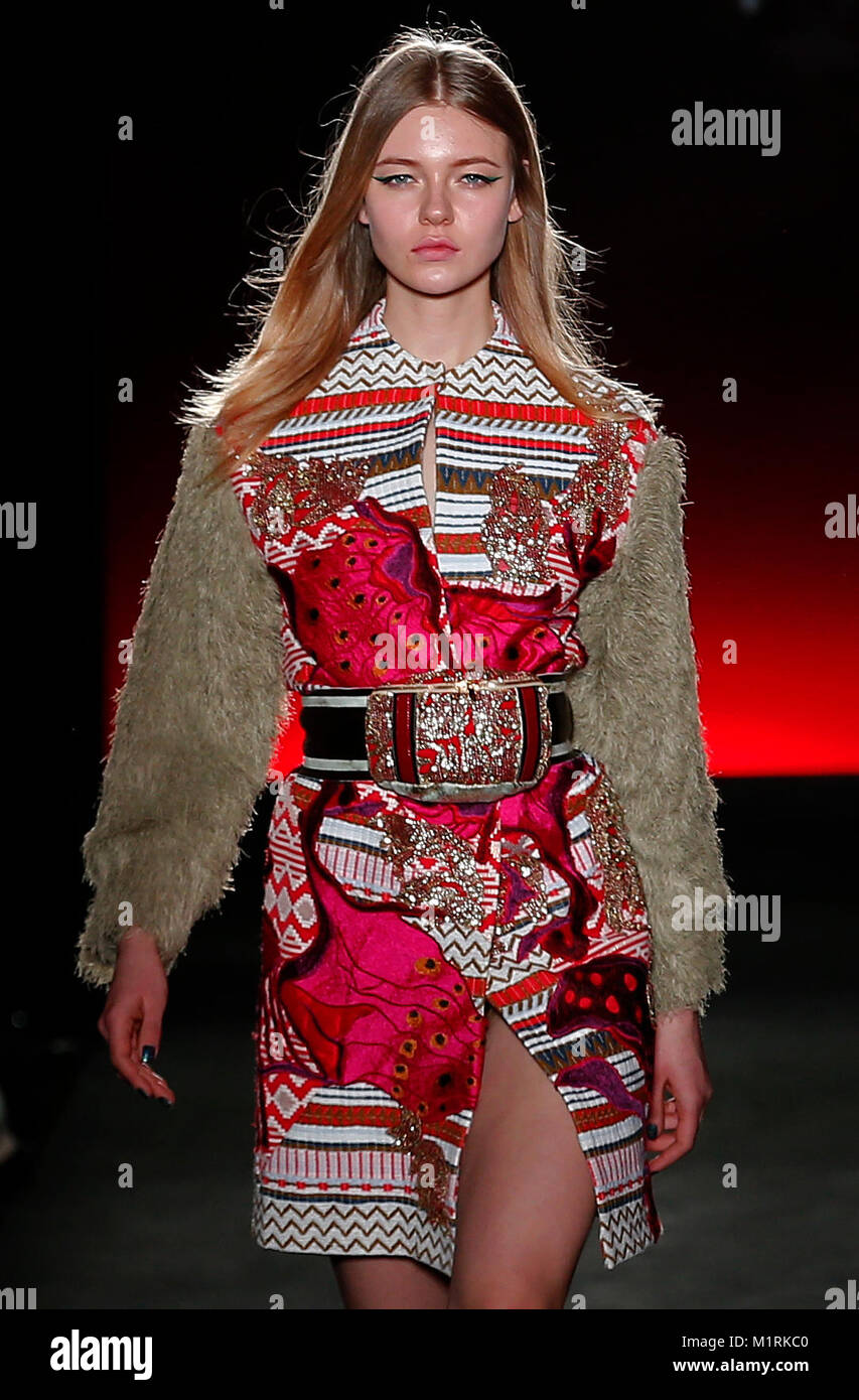 Barcelona, Spain. 01st Feb, 2018. Model wears at collection runway a ...