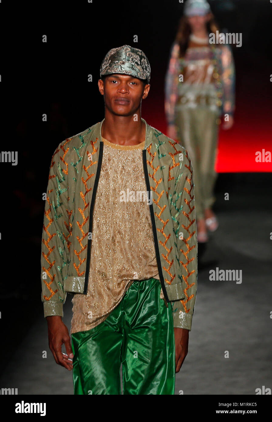 Barcelona, Spain. 01st Feb, 2018. Model wears at collection runway a ...