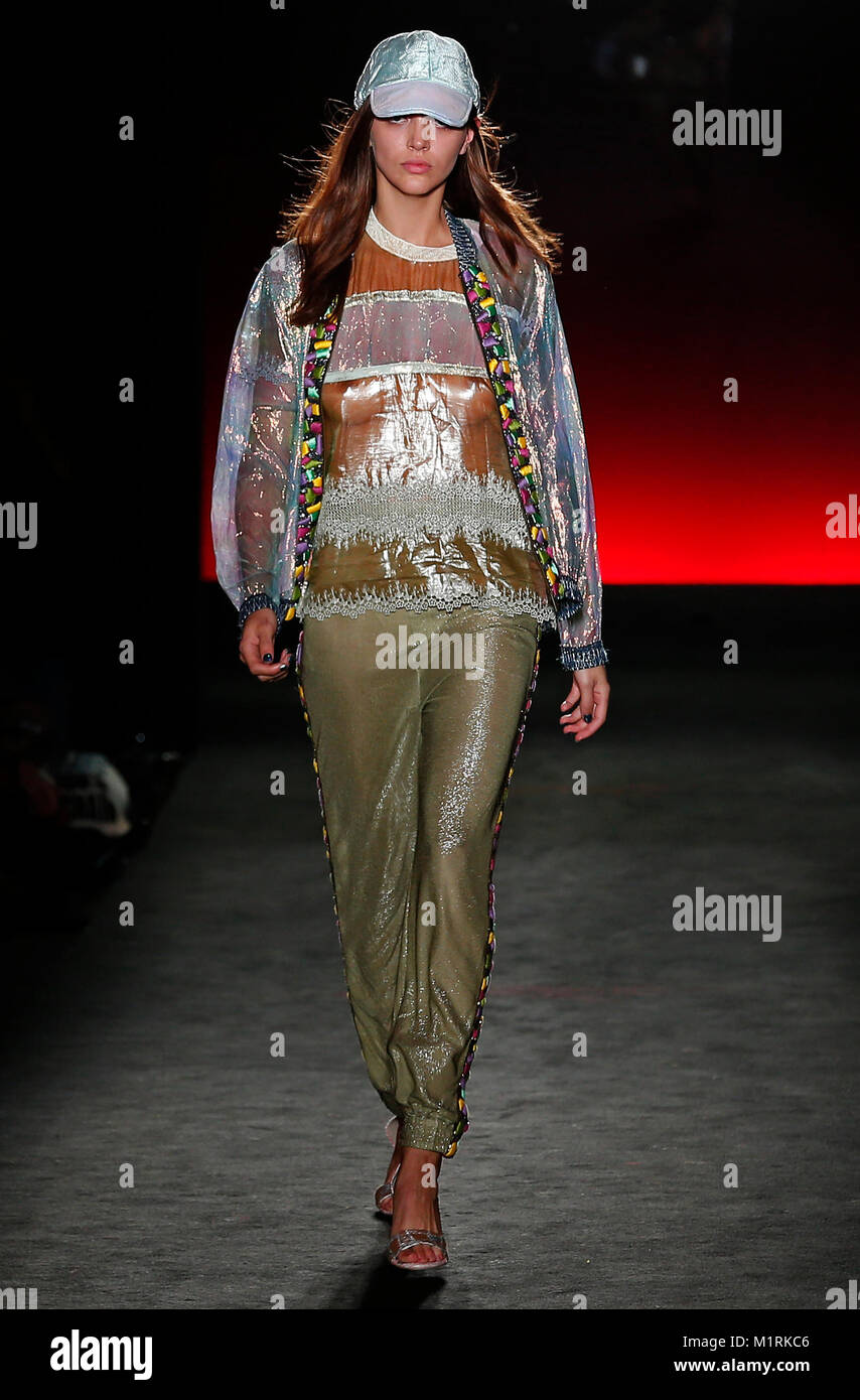 Barcelona, Spain. 01st Feb, 2018. Model wears at collection runway a ...