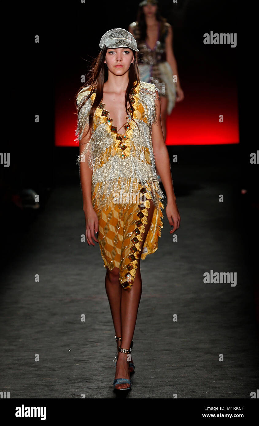 Barcelona, Spain. 01st Feb, 2018. Model wears at collection runway a ...