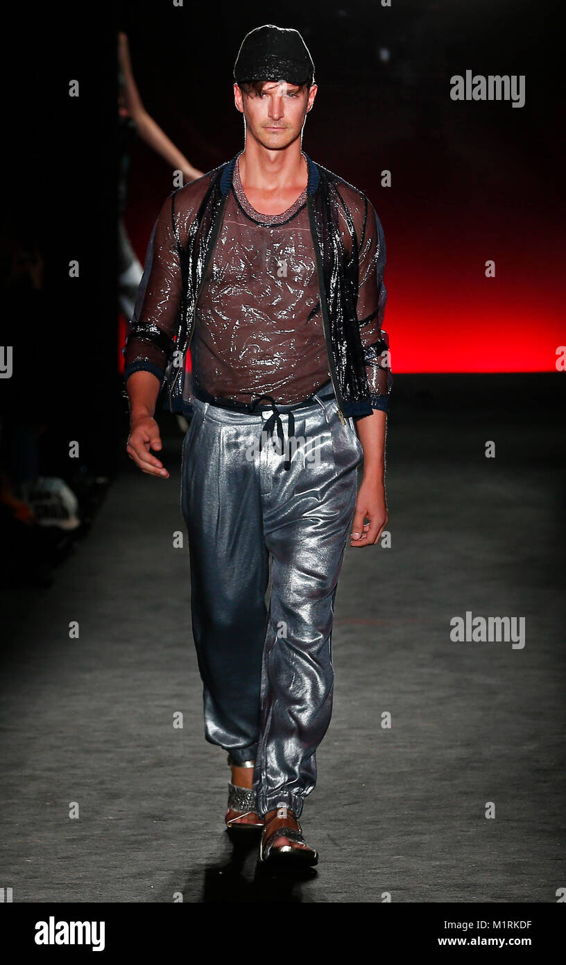 Barcelona, Spain. 01st Feb, 2018. Model wears at collection runway a ...