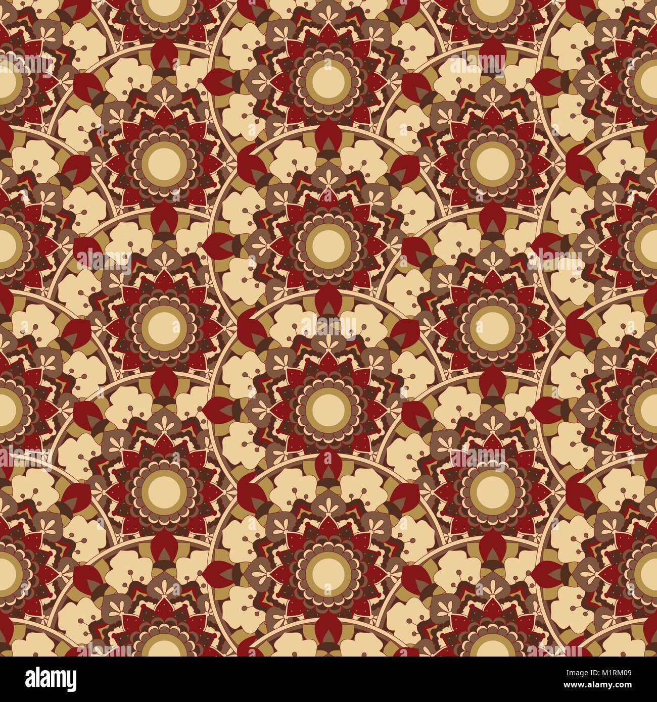 Seamless repeating pattern of colored mandalasnd Stock Vector Image ...