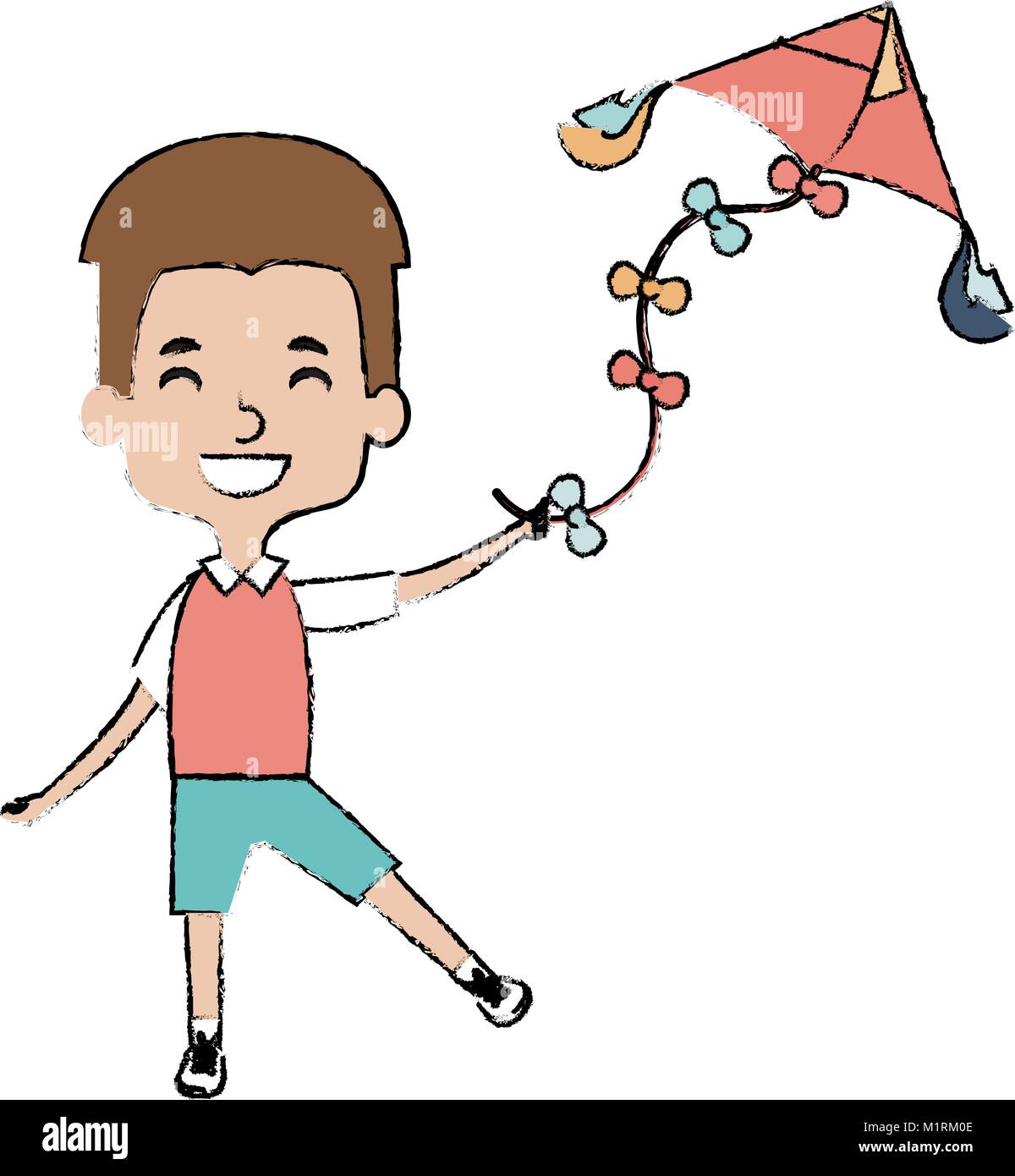Boy flying a kite Cut Out Stock Images & Pictures - Alamy