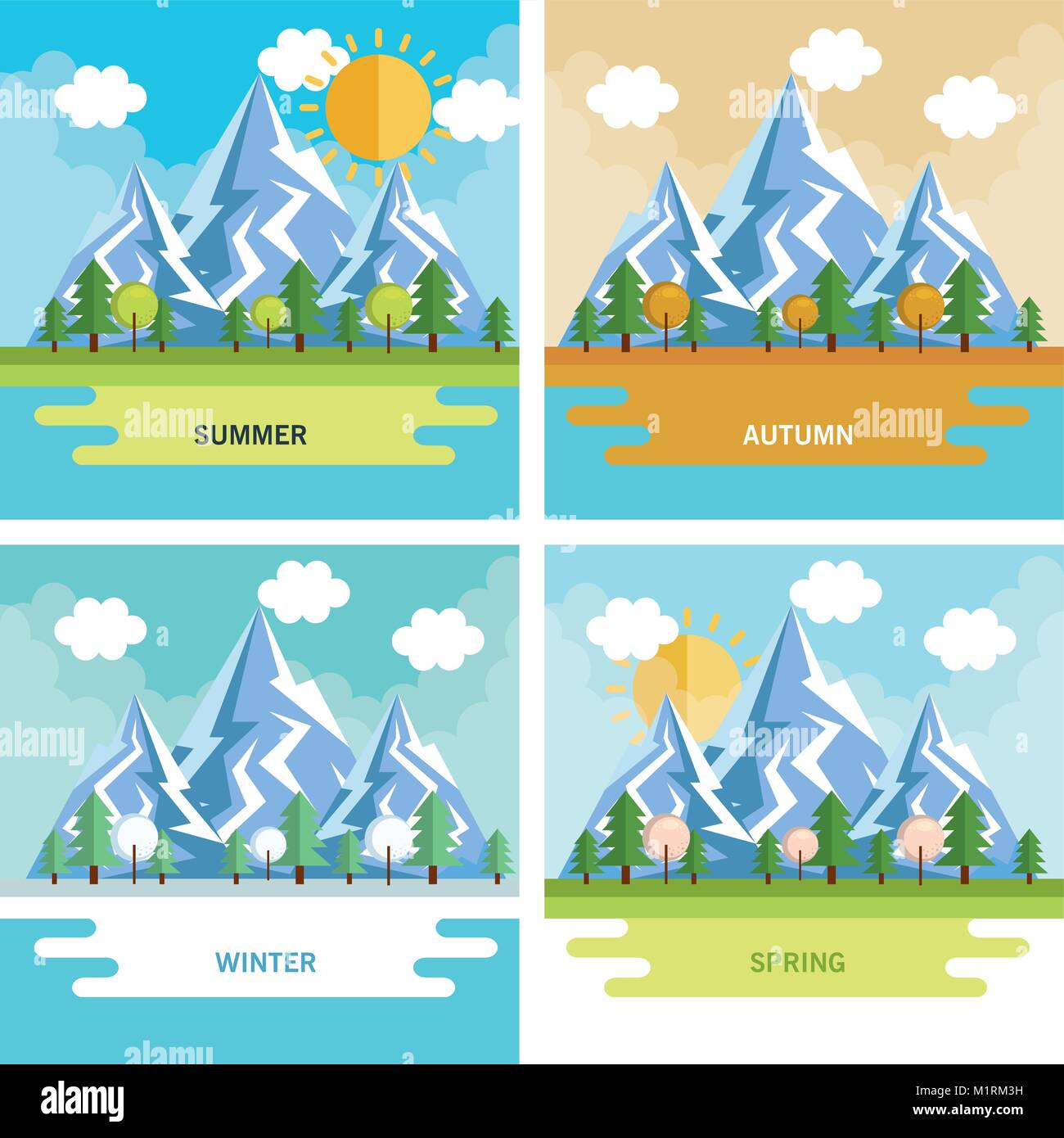 seasonal weather set landscapes Stock Vector Image & Art - Alamy