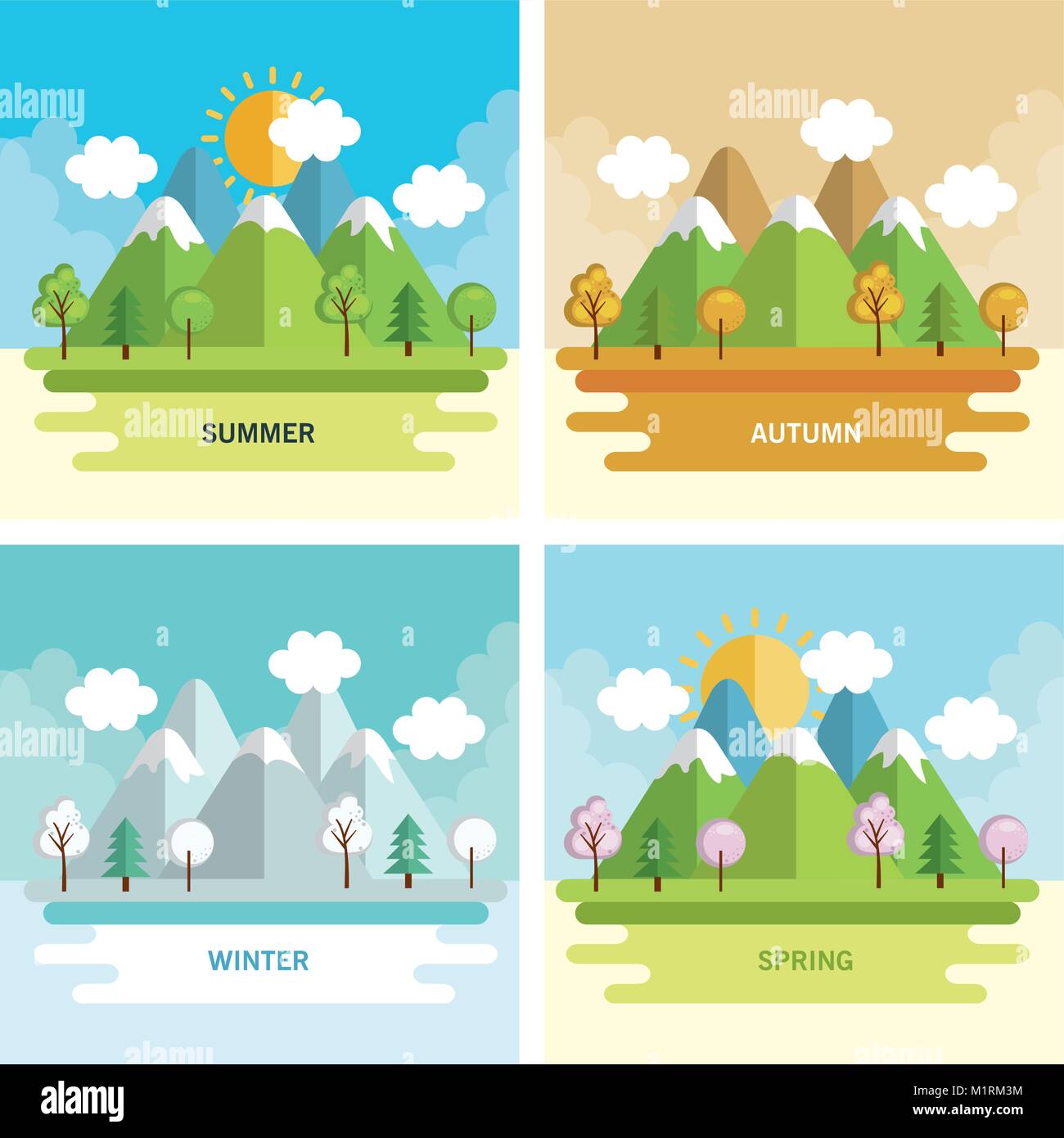 seasonal weather set landscapes Stock Vector Image & Art - Alamy