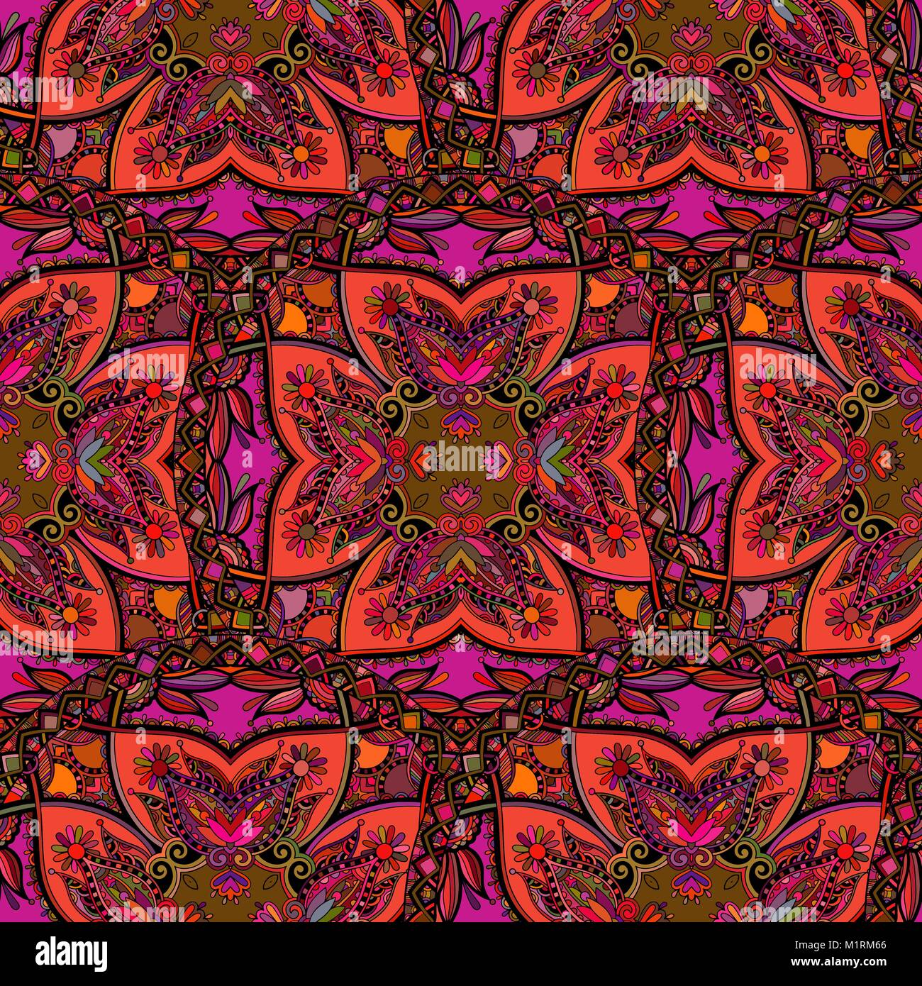 Seamless repeating pattern of colored mandalas Stock Vector Image & Art ...