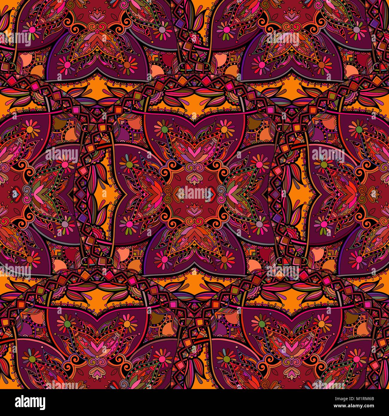 Seamless repeating pattern of colored mandalas Stock Vector Image & Art ...