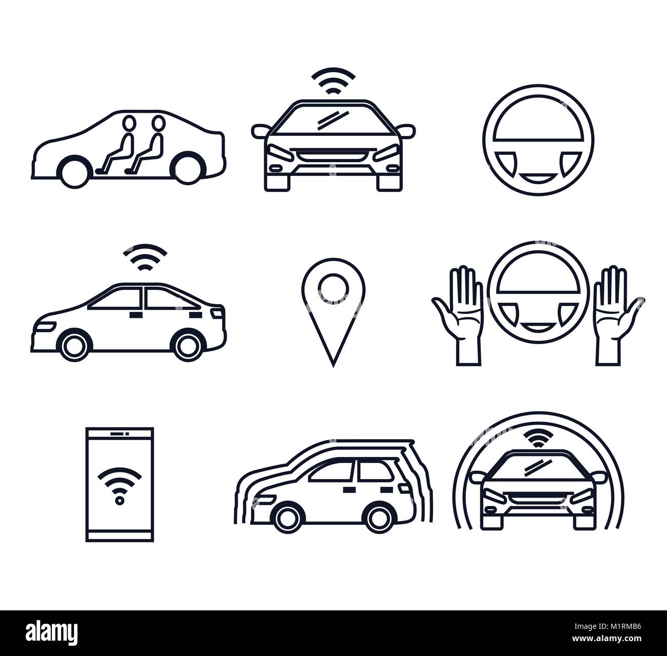 autonomous car set icons Stock Vector Image & Art - Alamy