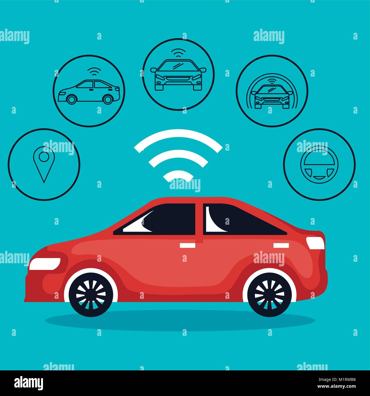 autonomous car set icons Stock Vector Image & Art - Alamy