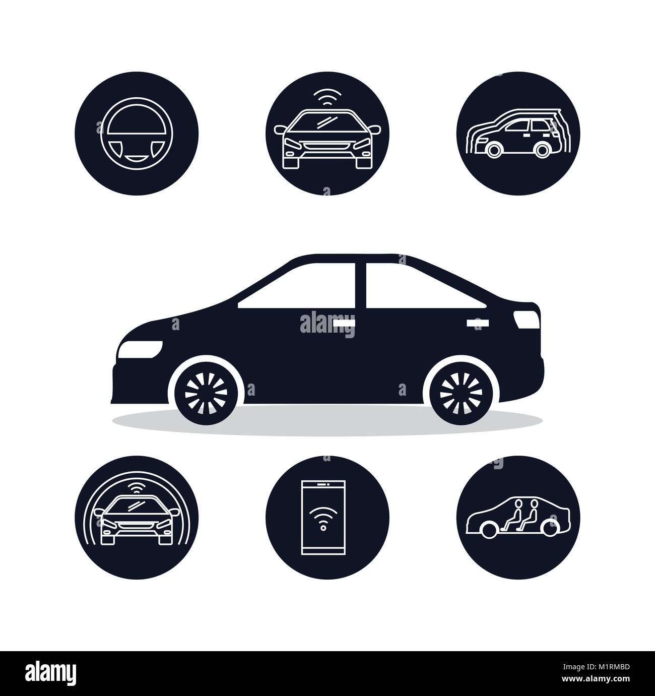 autonomous car set icons Stock Vector Image & Art - Alamy