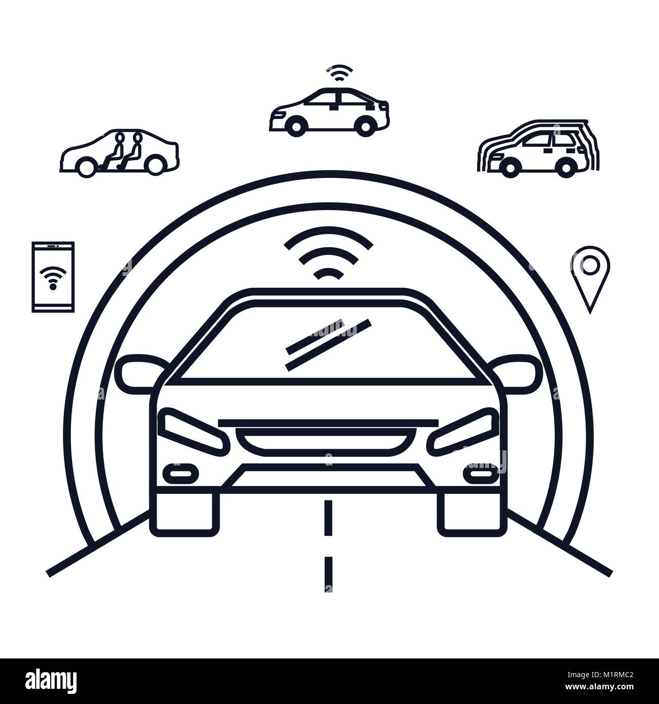 autonomous car set icons Stock Vector Image & Art - Alamy