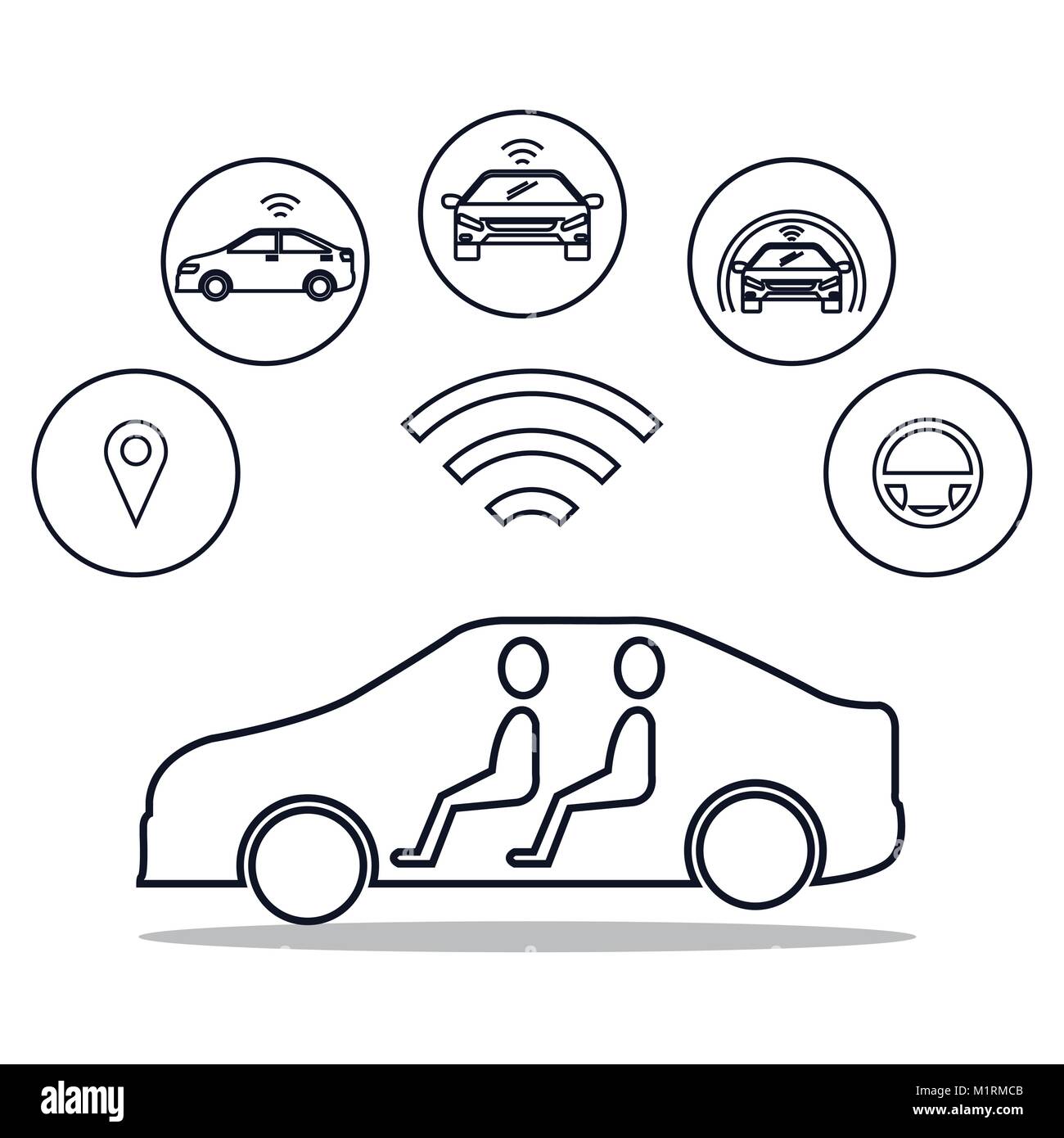 autonomous car set icons Stock Vector Image & Art - Alamy