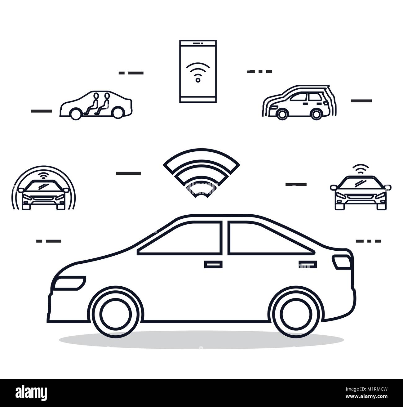 autonomous car set icons Stock Vector Image & Art - Alamy