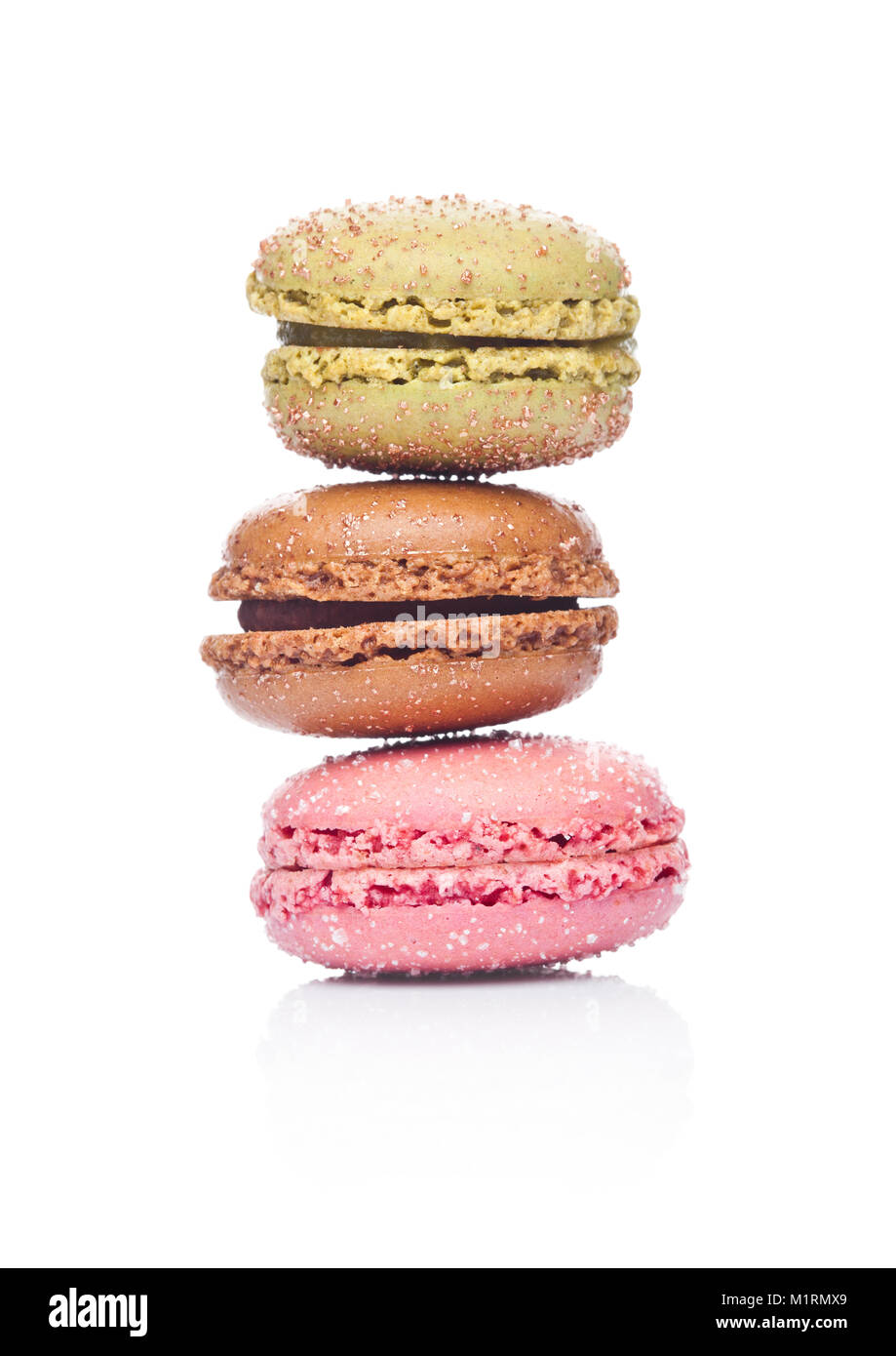 French luxury colorful macarons dessert cakes on white background with ...