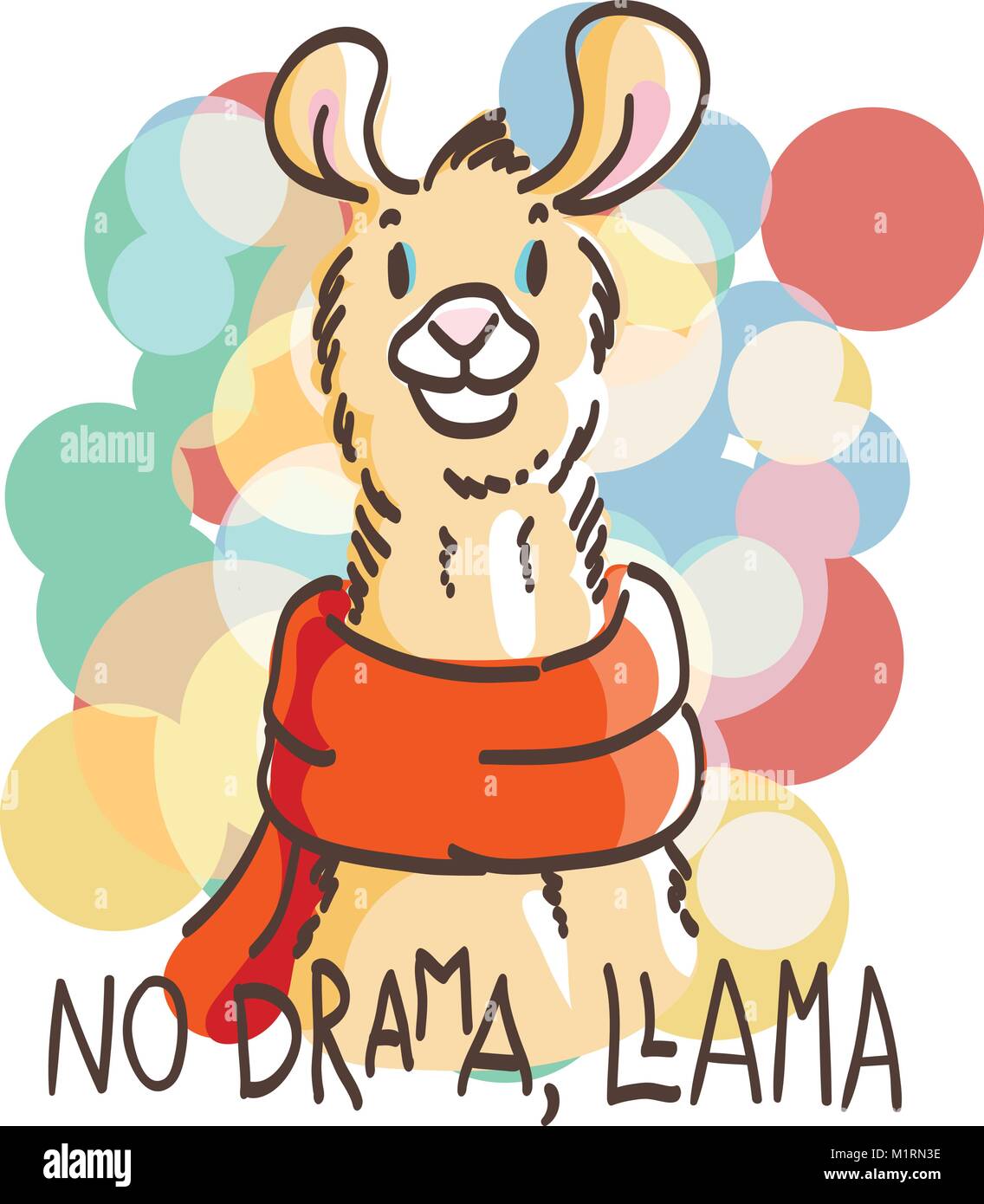 Cute card with cartoon llama. Motivational and inspirational quote ...