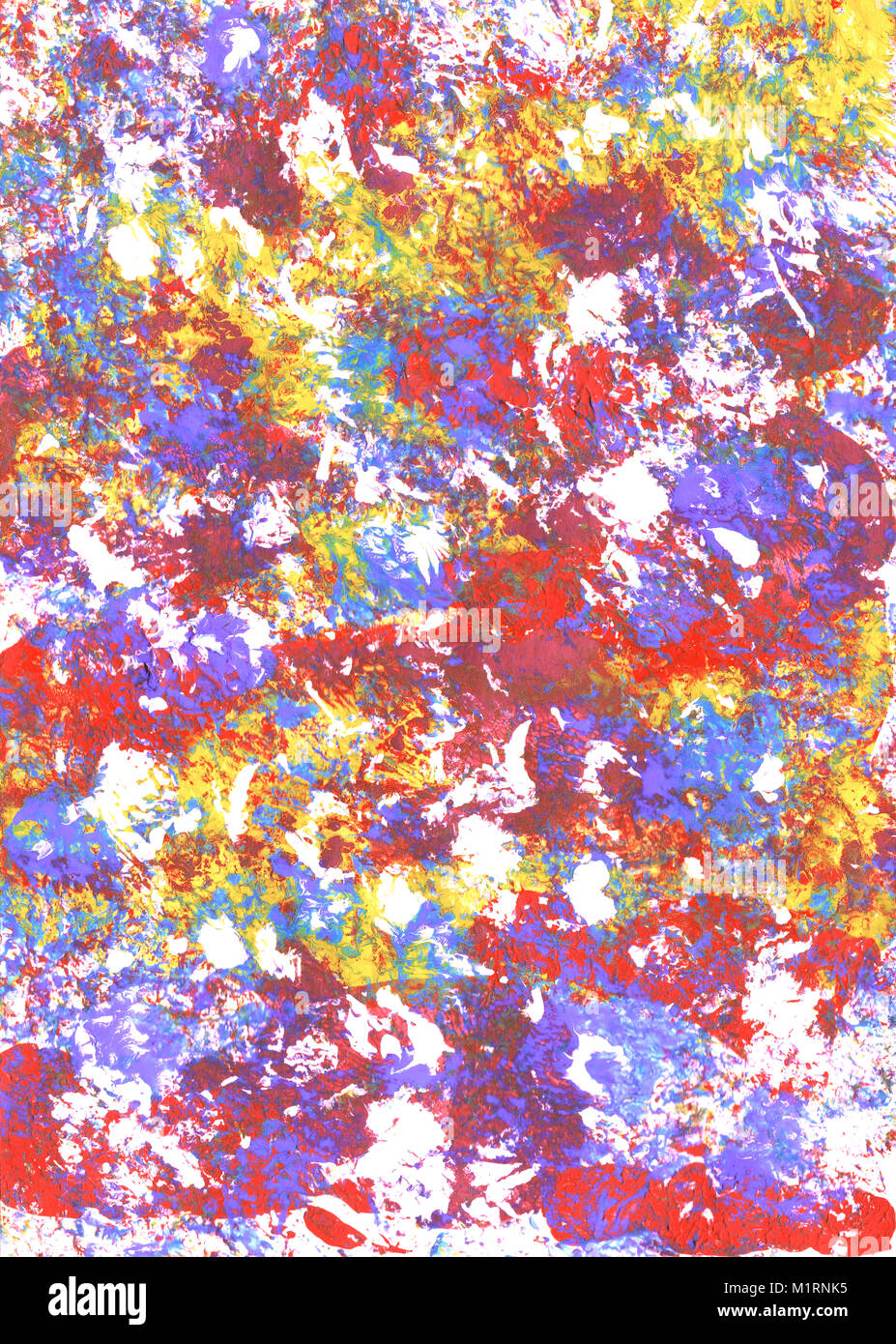 Multi-coloured abstract textured paint marks on white background Stock ...