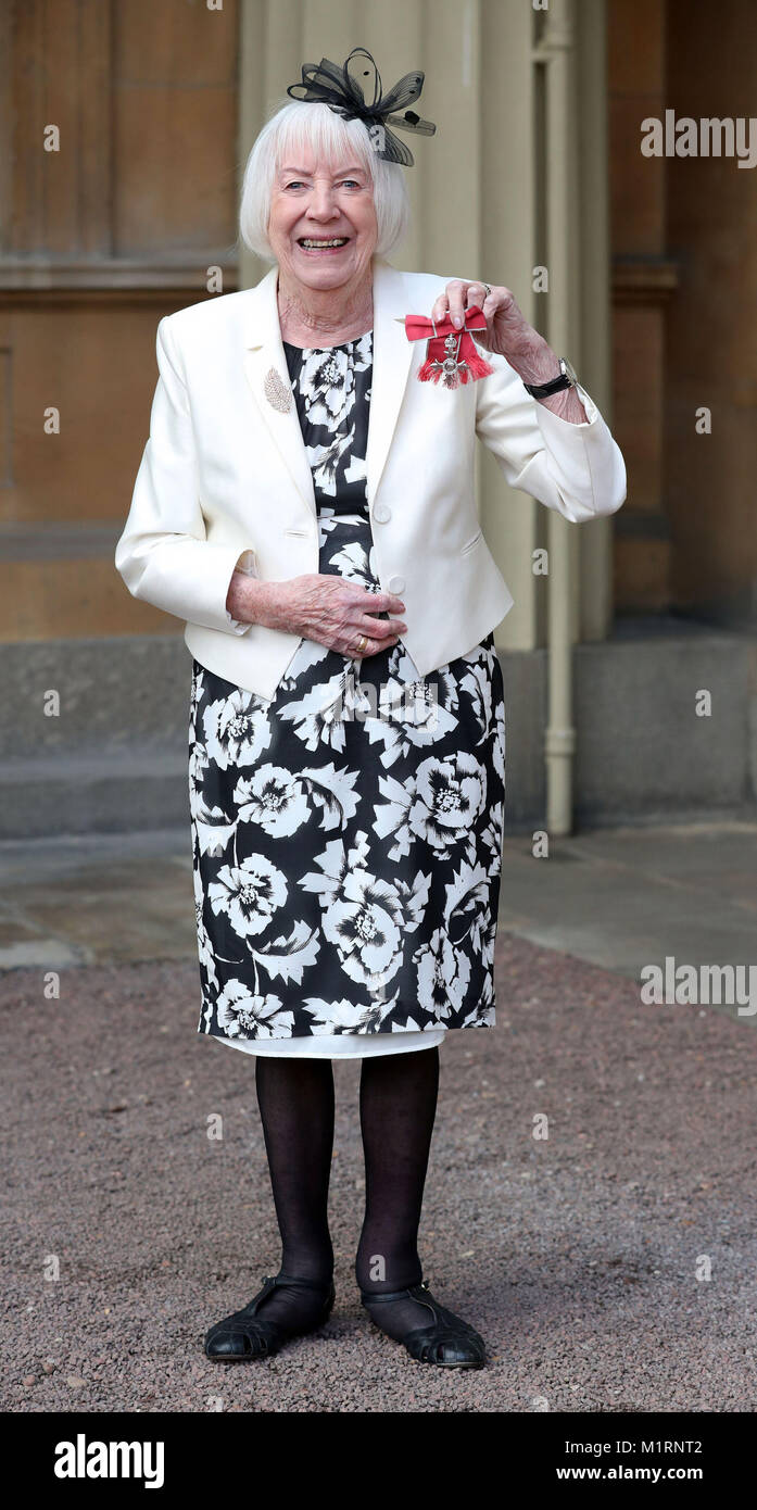 Pamela Butcher after she was awarded an MBE by the Prince of Wales ...