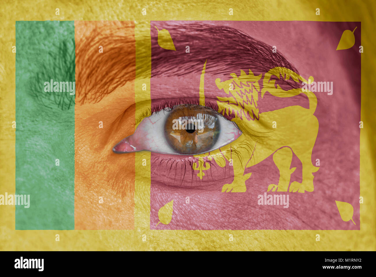 Human face and eye painted with flag of Sri Lanka Stock Photo - Alamy