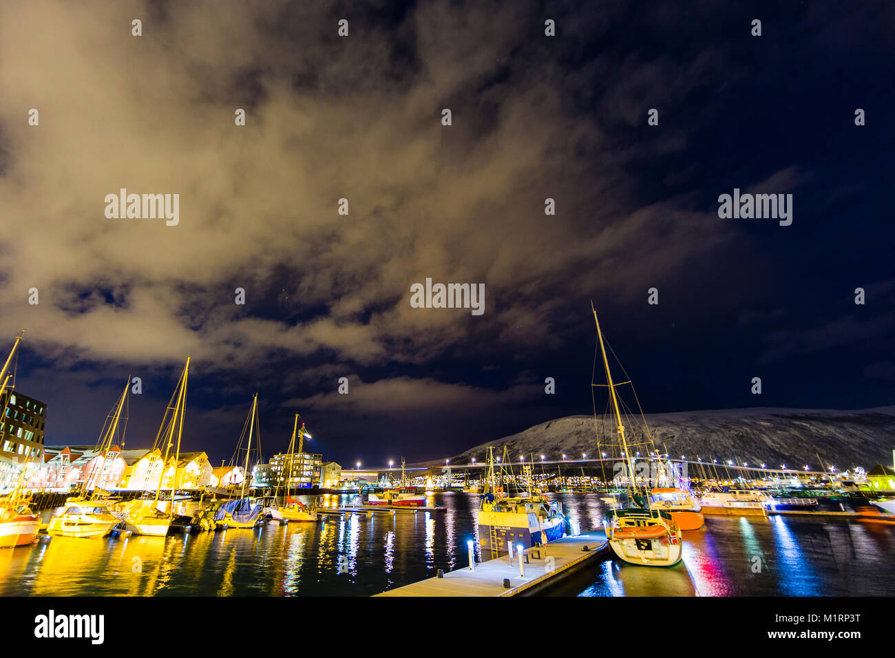 Tromso, Norway. Tromso port at night Stock Photo - Alamy