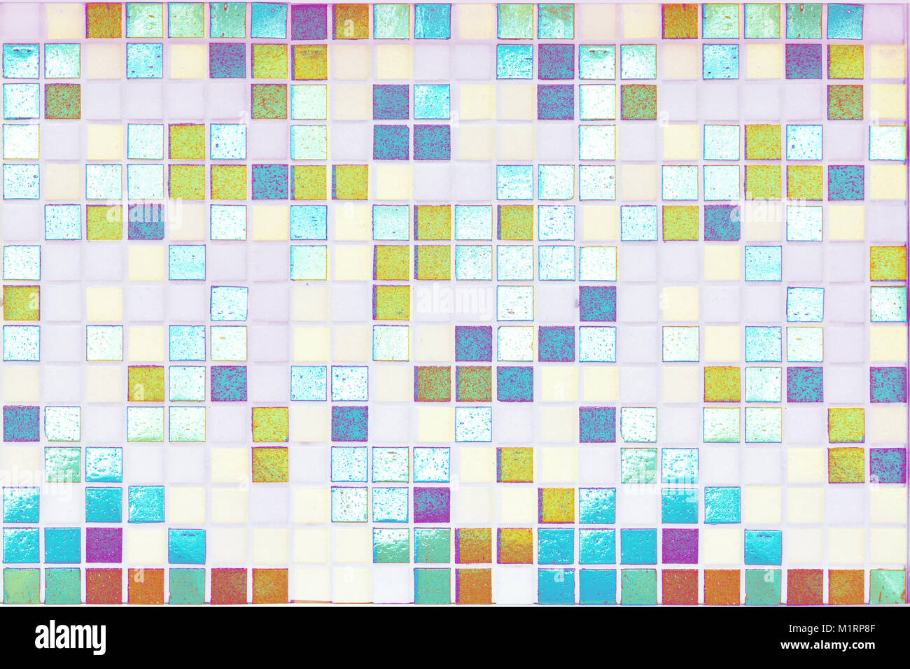 background: small mosaic bathroom tiles / solarization effect Stock ...