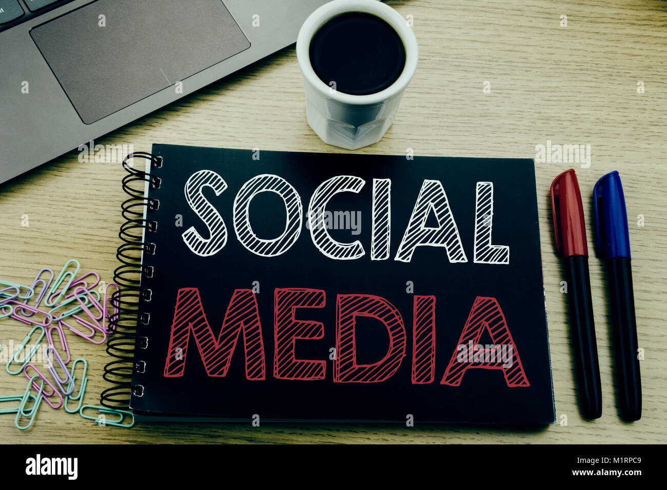Handwriting Announcement text showing Social Media. Business concept ...