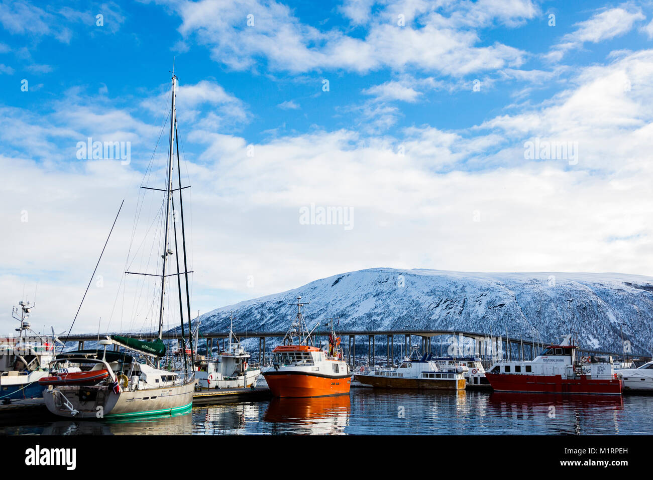 Tromso Port, Norway. View of Tromso port in bright daylight Stock Photo ...