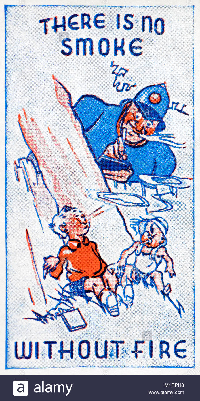 There is no Smoke without Fire proverb illustration 1938 Stock Photo ...