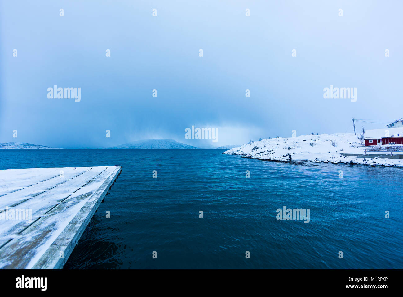 Norway. Snowy Norwegian landscape and fjord Stock Photo - Alamy