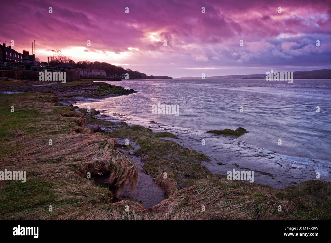 Gloaming on the Kent. The late afternoon winter sun reflects from the ...