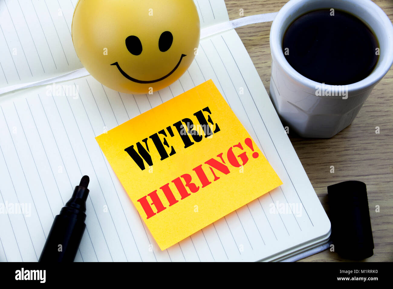 Writing text showing We Are Hiring Now. Business concept for ...